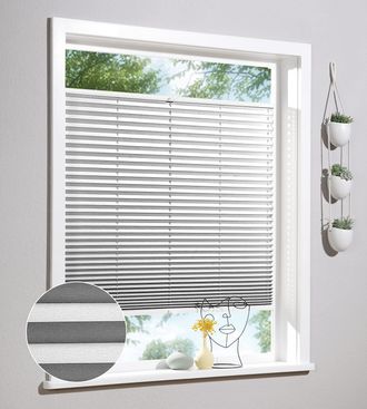 Deco Home Deco Home | Plissee nach Maß, Personalisierbare Plissees mit & ohne Bohren, Sichtschutz Fenster, Faltrollos | Dunkelgrau