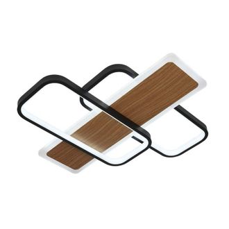 Fabrilamp Plafonnier LED 120 W 13 200 lm 3 000-6 500 K 50 cm Noir/Bois Dimmable S&eacute;rie Forqueta