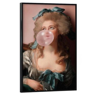 artboxONE Poster mit schwarzem Rahmen 30x20 cm Menschen Kaugummi-Prinzessin - Bild kaugummi Moderne Kunst m&auml;dchen