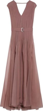 Brunello Cucinelli Femme, Robes, Rose, Taille: 40 FR Silk Pleated Maxi Dress
