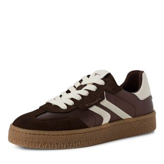 Tamaris Plateausneaker TAMARIS, Damen, Gr. 36, braun, Glattleder, Veloursleder, kontrastfarbene Details, metallic, Schuhe Plateausneaker, Freizeitschuh, Halbs