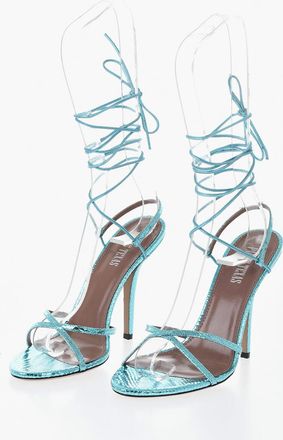PARIS TEXAS Lace-Up Sandals LINDA Metallic Python-Effect Leather Heel 12 cm Paris Texas