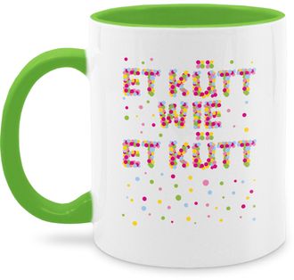 Shirtracer Tasse Tassen 325ml - Karneval & Fasching - Et k&uuml;tt wie et k&uuml;tt Konfetti I K&ouml;ln I K&ouml;lsches Grundgesetz I Echte K&ouml;lner - 325 ml - Hellgr&uuml;n - karnevalsta