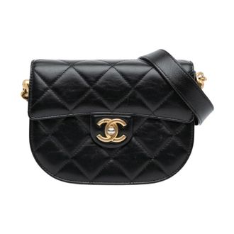 Chanel Pre-owned 19 Sac bandouli&egrave;re matelass&eacute; en cuir dagneau - Femme - Pre-owned - Noir - Taille: ONE Size