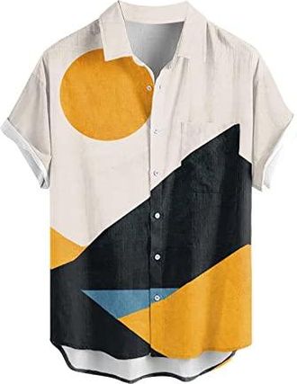Generic Chemise hawa&iuml;enne &agrave; manches courtes pour homme Motif palmier des Cara&iuml;bes Chemise tropicale boutonn&eacute;e Plage Mexique Flamant rose Amusant &eacute;t&eacute; Bowling C