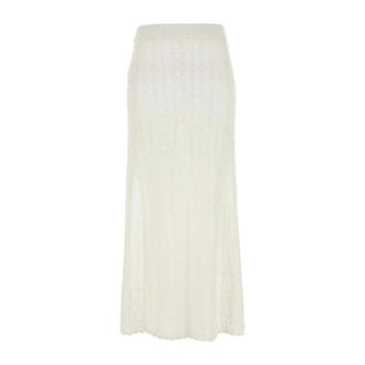 Ganni Shiny Pointelle Strickrock - - Skirts - Damen - Wei&szlig; - M