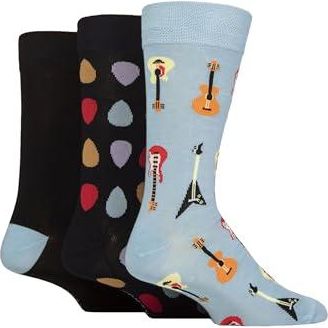 SockShop Lazy Panda Homme Nouveauté Chaussettes en bambou Paquet de 3 (FR/ES, Numérique, 40, 45, Taille normale, Taille normale, Guitares)