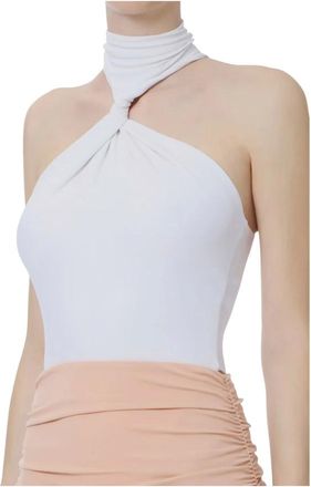 Elisabetta Franchi Femme, Tops, Beige, Taille: 40 FR Bodysuit en jersey cr&ecirc;pe