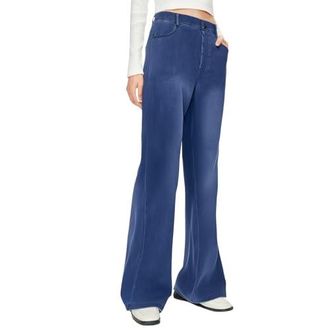 Generic Boyfriend Y2K - Jean stretch - Taille haute - Pantalon baggy - Jambes larges - Confortable - Couleur unie - Coupe droite - D&eacute;contract&eacute; - Jambes larges