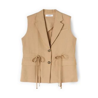 Motivi Femme, Vestes, Beige, Taille: 36 FR Gilet avec cordon de serrage en m&eacute;lange lyocell