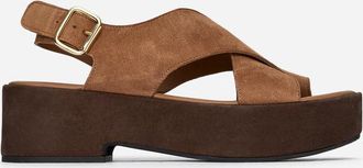 Arket Keilsandale Aus Veloursleder -Braun