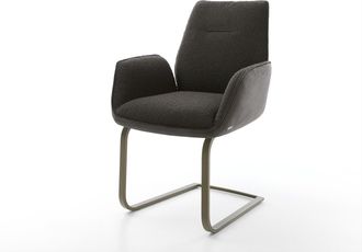 DELIFE Freischwinger Zoa-Flex Materialmix Schwarz Freischwinger flach Effektfinish Titan Taschenfederkern, Esszimmerst&uuml;hle