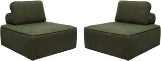 Sweeek 2er-Set Sessel Einsitzer f&uuml;r modulares Boucl&eacute;-Sofa, Boucl&eacute;, Khaki