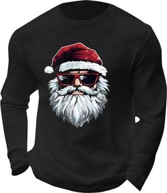 Generic Chemises et pulls de Noël pour homme avec imprimé Père Noël, sweatshirts à manches longues, col rond, hauts dautomne tendance, t-shirts décontractés p