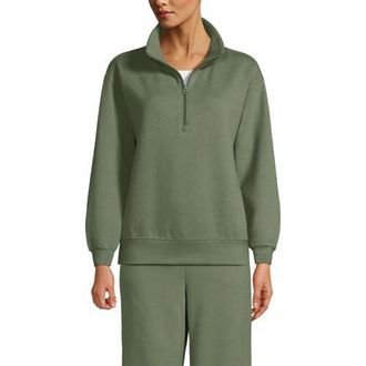 Lands End Serious Sweats Pullover mit Rei&szlig;verschluss, Damen, Gr&ouml;&szlig;e:32-34 regular, Gr&uuml;n, Baumwoll-Mischung/Polyester-Mischung, by Lands End