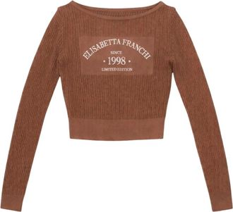 Elisabetta Franchi Femme, Pulls, Brun, Taille: 42 FR Pulls &agrave; col rond