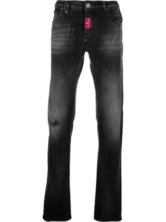 Philipp Plein jean skinny à plaque logo - Gris