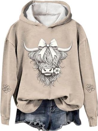 Generic Sweat-shirts &agrave; capuche en forme de vache des Highlands pour femmes avec capuche, pulls de No&euml;l, sweats &agrave; capuche en forme de vache des Highlands, gran