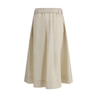 Brunello Cucinelli Womens Cream Wide Long Skirt