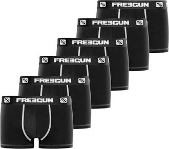 Freegun Boxer Homme Confortable, Calecon Homme, Liberté de Mouvement, Maille Aérée (Lot de 6), Noir Taille XXL
