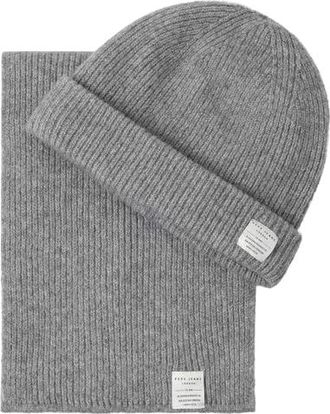 Pepe Jeans London Edward Set &Eacute;charpe pour homme Gris fonc&eacute; chin&eacute; Taille unique, Gris fonc&eacute; chin&eacute;, taille unique