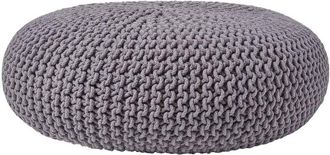 Homescapes Homescapes - Pouf en tricot rond Gris fonc&eacute; Tr&egrave;s grand