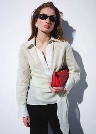 Mango Sac &agrave; &eacute;paule en cuir d&eacute;tail m&eacute;tallique rouge - Femme - Taille unique - MANGO