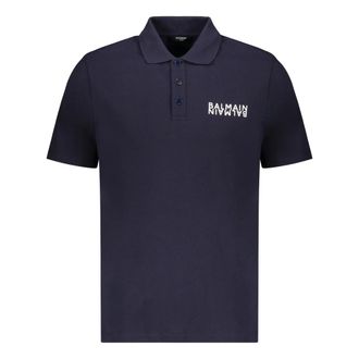 Balmain Homme, Tops, Bleu, Taille: 2XL Polo &agrave; Manches Courtes