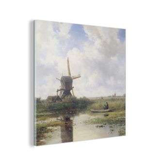 MuchoWow Glasbild Glasfoto Wandbild Bilder Deko 20x20 cm M&uuml;hle - Willem Roelofs - Alte Meister - Kunst