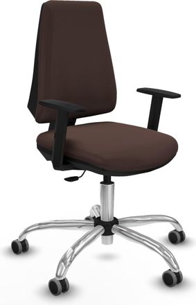 Piqueras y Crespo Elche Schreibtischstuhl mit 1D-Armlehnen, ausgestattet mit Permanentkontakt und Schneidschaum, 65 mm Rollen, Parkett, Dunkelbraun