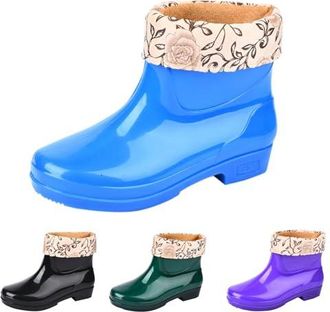 Generic Wellington Bottes de pluie dhiver pour femme avec doublure en peluche, chaudes, confortables, imperm&eacute;ables, antid&eacute;rapantes, pour le travail, la p&ecirc;che,