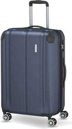Travelite Hartschalenkoffer mittelgroß, erweiterbar, 4 Rollen, City, Trolley mit kratzfester Oberfläche, TSA Schloss, Dehnfalte, 68 cm, 78-86 Liter