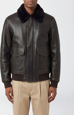 Rag & Bone Aviator-Bomberjacke aus Rindsleder mit klassischem Kragen