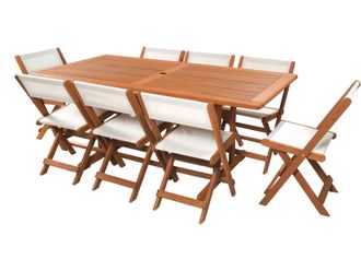 Habitat et Jardin Mobili Da Giardino Seoul - 1 Tavolo + 8 Sedie - Acero - Beige
