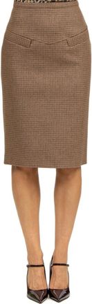 N&deg;21 Femme, Jupes, Brun, Taille: 46 FR Jupe Midi Pied de Poule