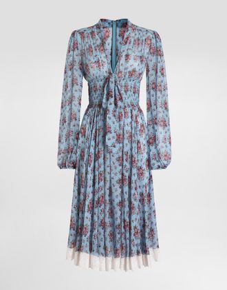 Dolce & Gabbana Small Flower Bouquets-print Chiffon Dress - Frau Kleider Multicolor 52