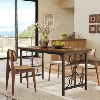 Tribesigns Farmhouse Esstisch für 4-6 Personen, 139 cm rechteckiger Küchen Esszimmertisch aus Holz, industrieller rustikaler Esstisch für Küche, Wohnzimmer, Zuha