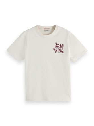 Scotch & Soda Damen T-Shirt Chest Artwork Regular T-Shirt, Soft Ice,XS