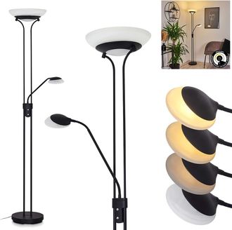 HOFSTEIN LED Stehleuchte Mairoa, Bodenlampe aus Metall in schwarz, moderne Stehlampe mit An-/Ausschalter am Geh&auml;use und stufenlos dimmbar, 1 x LED 27 Watt, max