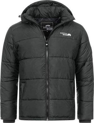 Arctic Seven Herren Winter Stepp Jacke gesteppte Winterjacke warm Kapuze AS-333 [AS-333-Anthrazit-Gr.XXL]