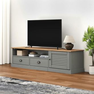 vidaXL Vidaxl - Meuble tv vigo gris 156x40x40 cm bois massif de pin