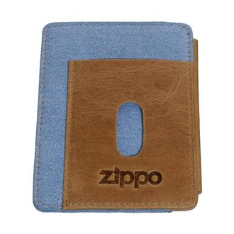 Zippo Kartenetui - Denim - Blau, Braun - Kreditkartenetui für Damen und Herren - 2 Kartenfächer, 1 Münzfach
