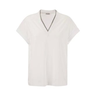 Brunello Cucinelli Femme, Tops, Blanc, Taille: 36 FR T-Chemises