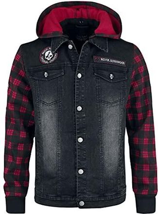 Rock Rebel by EMP Homme Veste en jean noir et rouge XXL