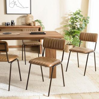 Macabane Macabane - marcel - Lot de 2 chaises assise et dossier matelass&eacute;s cuir pieds acier