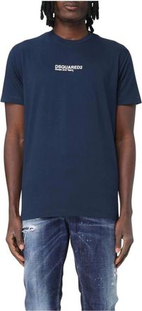Dsquared2 Homme, Tops, Bleu, Taille: S T-shirt à Manches Courtes et Col Rond
