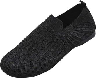 Generic Chaussures plates &agrave; enfiler pour femme - Coupe large - En maille - Bout rond - Couleur unie - Tendance - Confortable - Respirante - D&eacute;contract&eacute;e - Pou