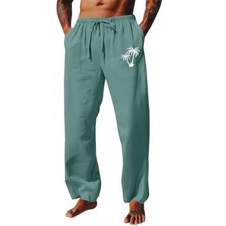 Generic Pantalon en lin pour homme - Coupe ample - Pantalon chino pour homme - Pantalon cargo long - Pantalon cargo d&eacute;contract&eacute; - Jambe droite - Pantalon chin