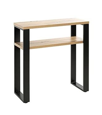 Haku Möbel Konsole Eiche, schwarz, MDF, Metall - Maße: B 70 cm x H 75 cm x T 28 cm, Style: Modern