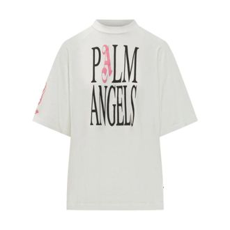 Palm Angels Flame T-shirt - - Tops - Damen - Beige - S